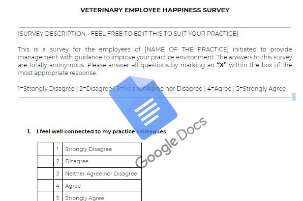 Free Template | Veterinary Employee Happiness Survey Template