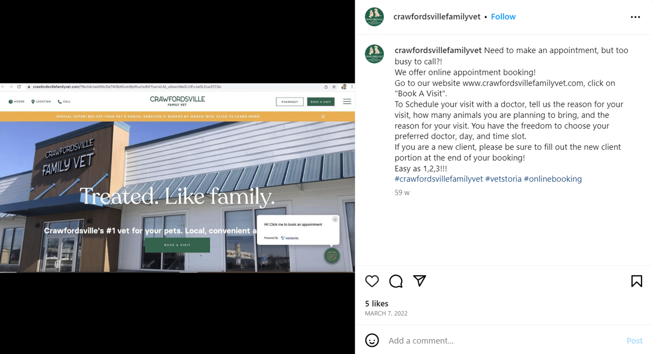 Veterinary marketing using Instagram